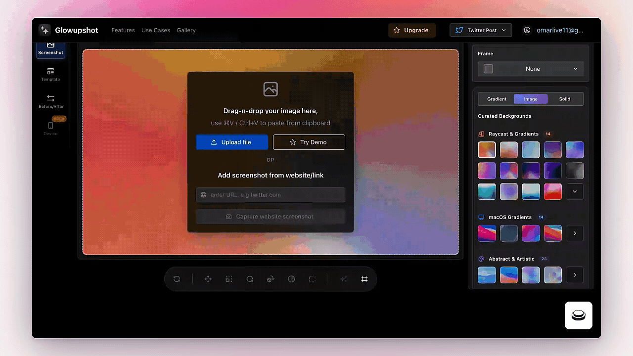 Glowupshot - Beautiful Screenshots Made Simple